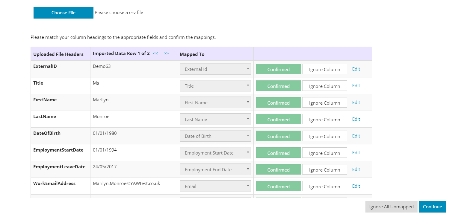 Upload data in your own format with our data mapper – You at Work Help Centre