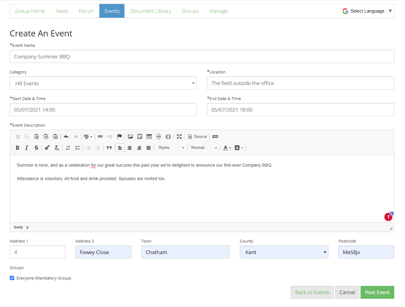 Setup the Grapevine Module – You at Work Help Centre